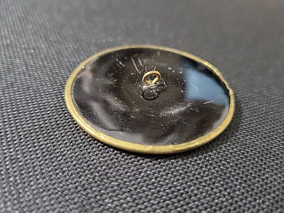 Antique Victorian Scenic Button European City Bridge Figure Black Gold ...