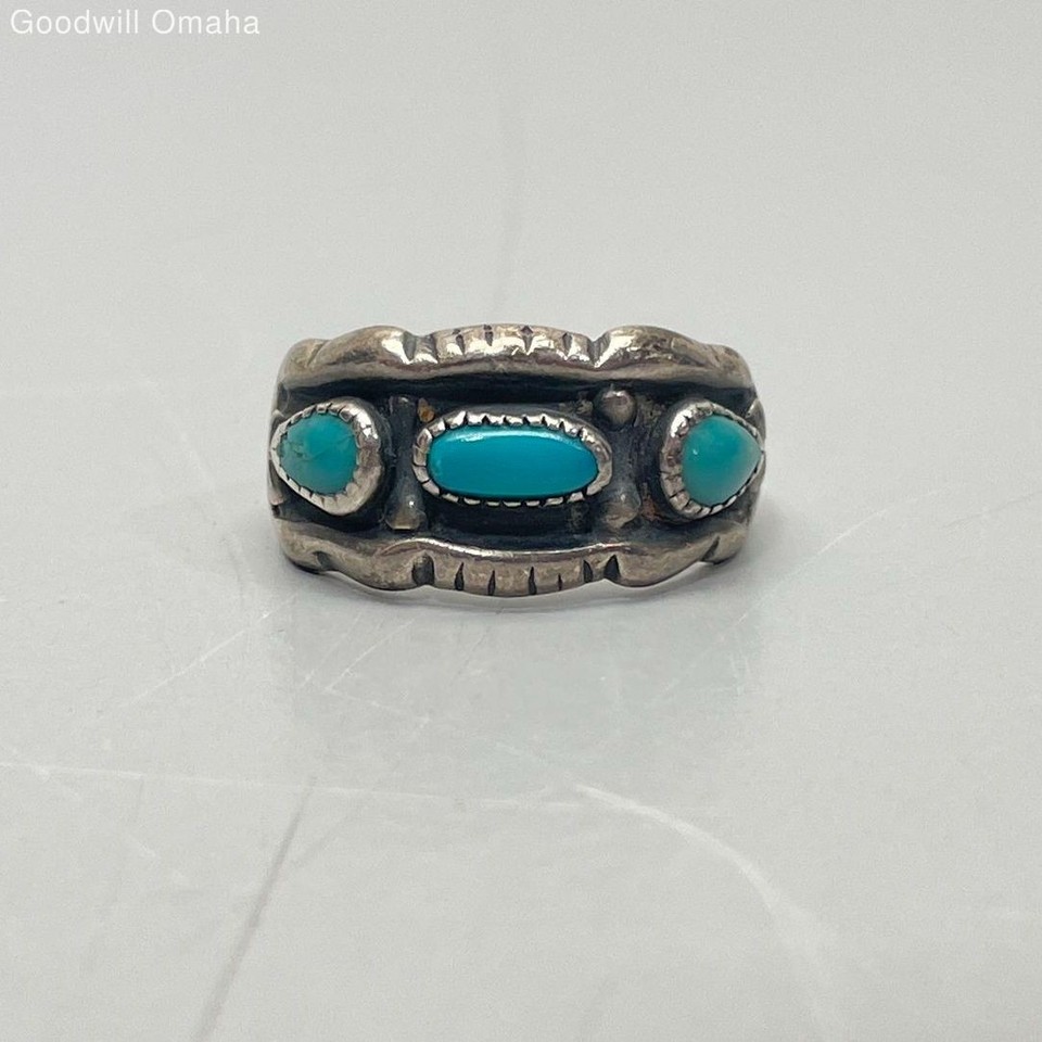 Sterling Silver Native Am. Johnny Pitchlynn Choctaw Blue Gem Ring ...