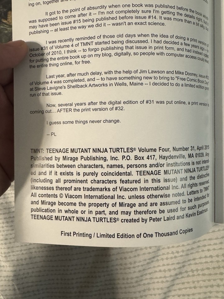 TMNT Volume 4 Issue #31 Mirage Publishing VERY RARE 1 of 1000 SIGNED ...