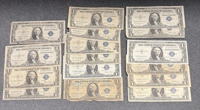 Lot of 16 1935 A C D E F U.S. $1 Silver Certificates Nice AU to G Set ...