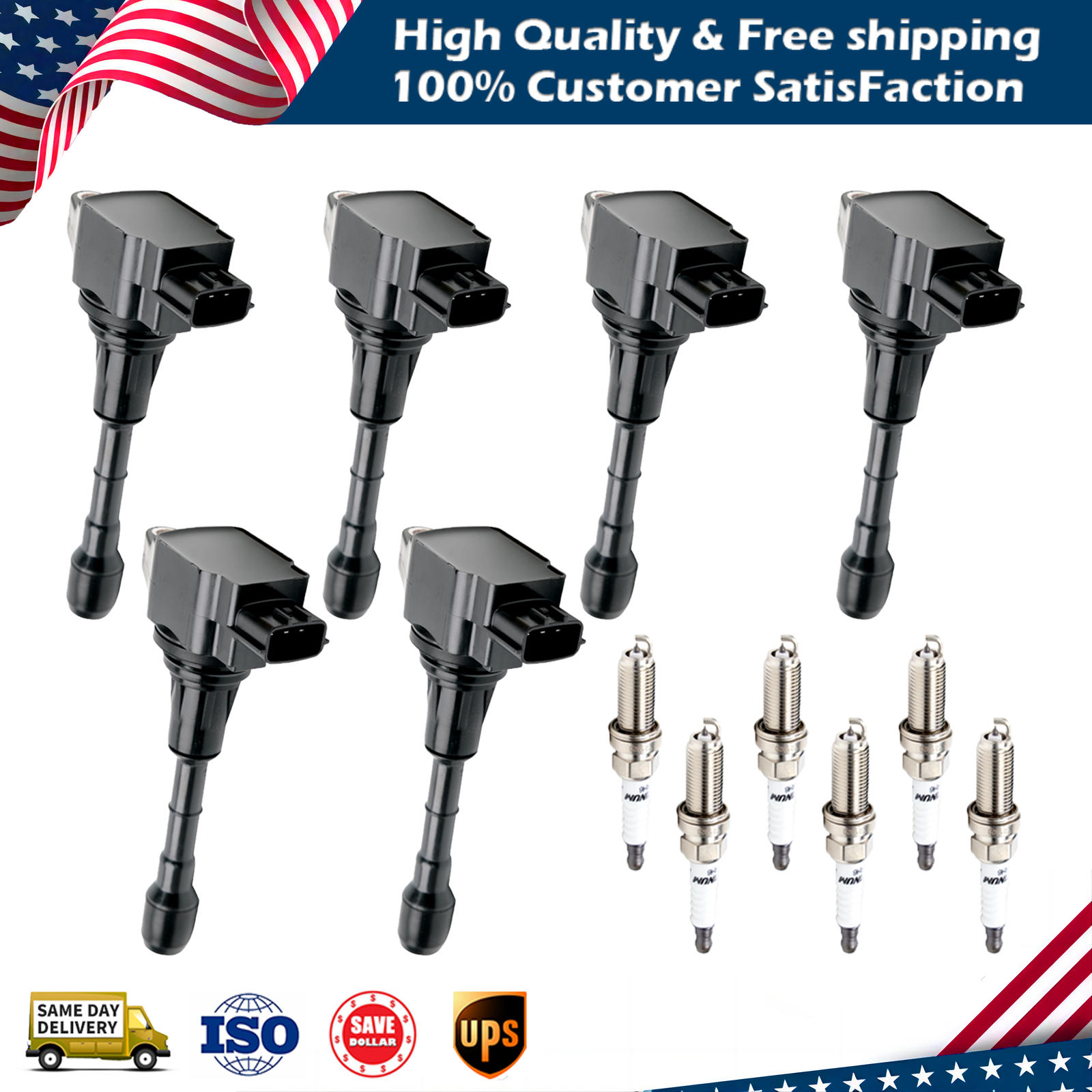 6X Ignition Coil+6X Iridium Spark Plug Pack for Nissan Maxima Murano 3 ...