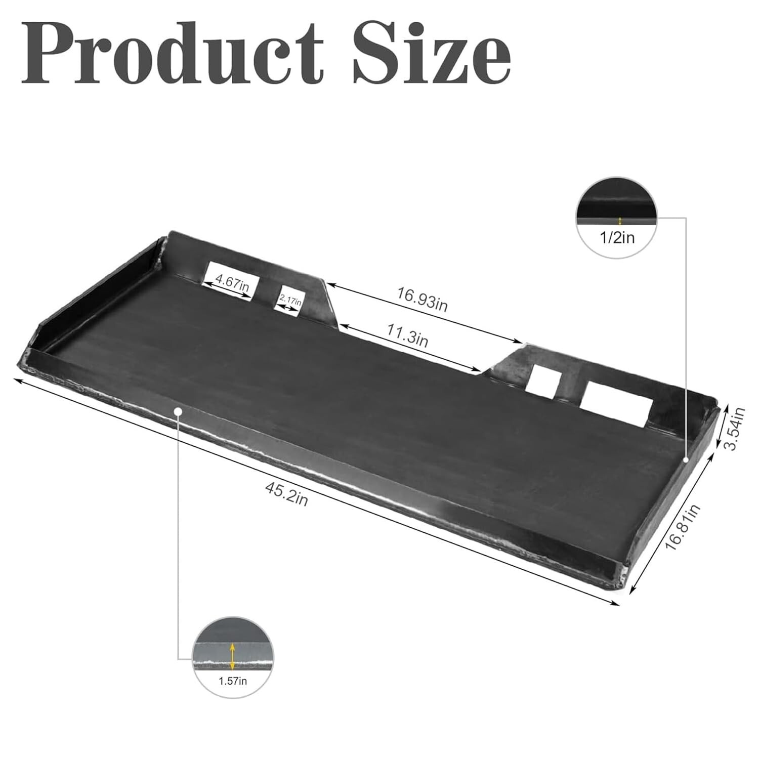 Heavy Duty Quick Attach Mount Plate, 1/2" Thick Universal Skid Steer ...