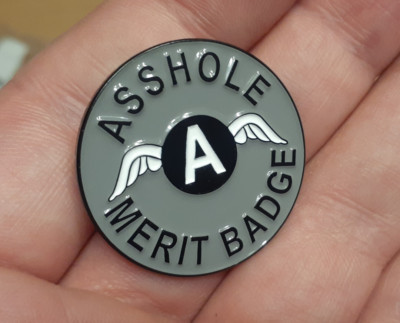 A*SHOLE MERIT BADGE Lapel Pin brooch a*s hole A wings enamel funny ...