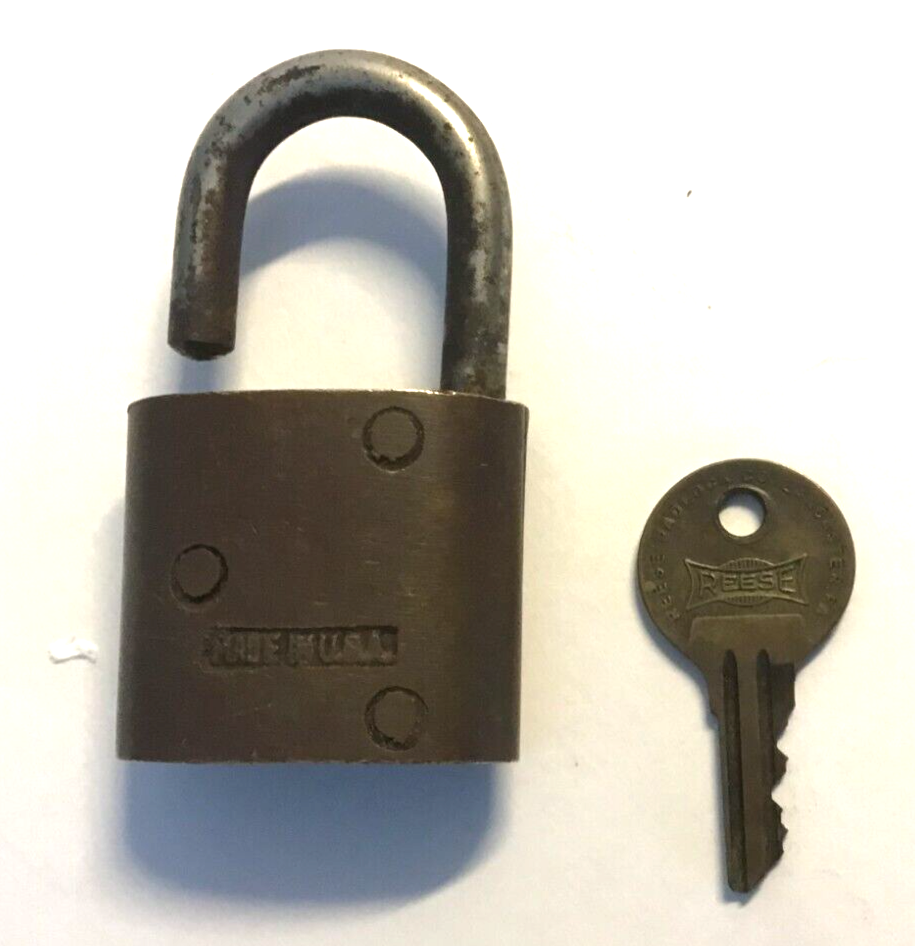 REESE CYLINDER Brass Padlock with A Key Vintage Lock. | eBay