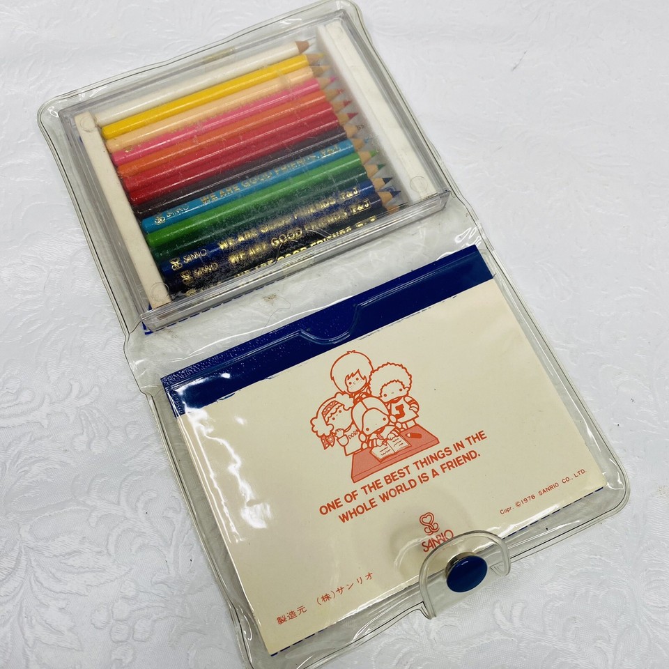 Vtg 1976 Sanrio P&J Patty & Jimmy Mini Sketch Book Colored Pencils ...