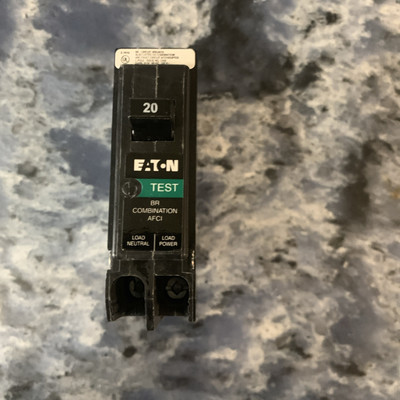 Eaton BRP120AF 20A BR Combination Arc Fault Circuit Breaker ...