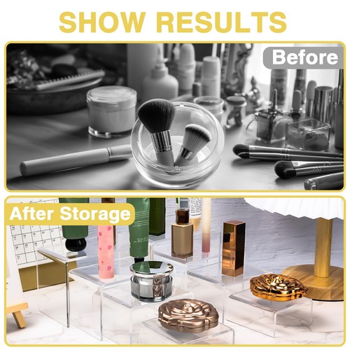 Pwbarwq 6 Pcs Acrylic Display Risers, 2 Sets Small Size Clear Shelf ...