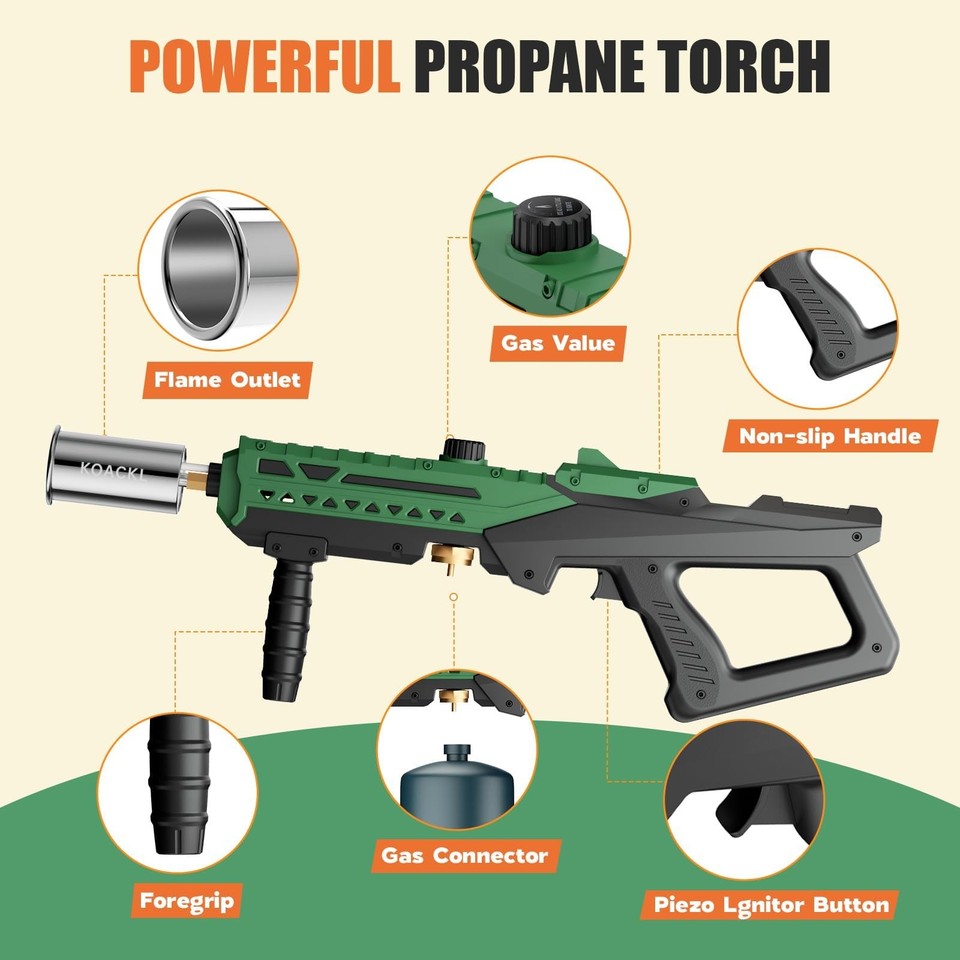 Propane Torch Gun | Adjustable Flame Thrower Gun | Cooking Torch for ...