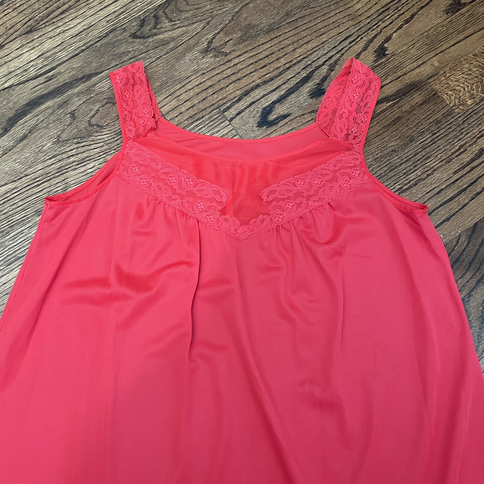 Sears Vintage Nylon Semi-Sheer Nightie Nightgown Red … - Gem