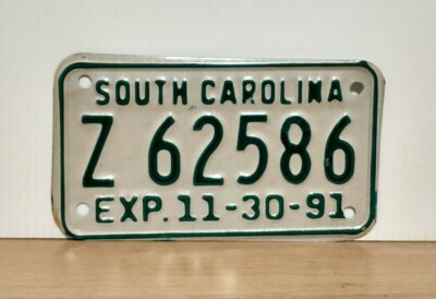 1991 South Carolina MOTORCYCLE License Plate Tag Original | eBay