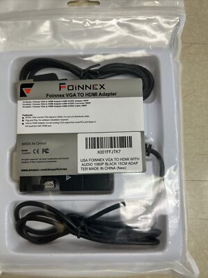 Foinnex VGA To HDMI Adapter Cable With Audio 1080P Black 15CM ADAPTER ...