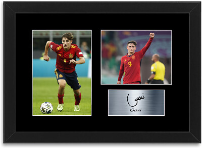Gavi Spain Football Player A4 Printed Signed Photo Display Mount Poster ...