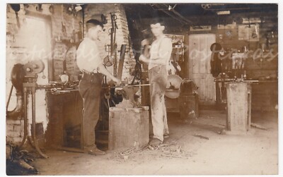 c1910 Blacksmith Iron Works Shop Interior~Vintage Real Photo Postcard ...