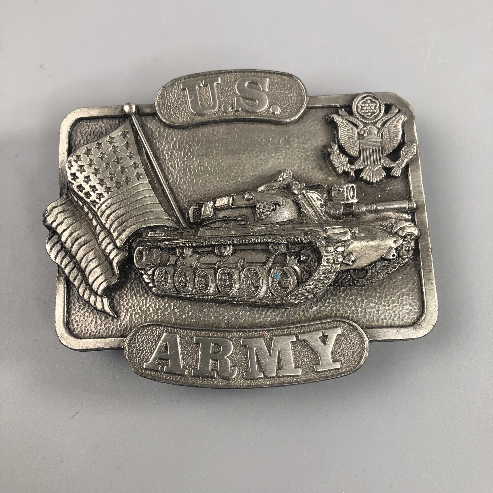 Vintage U.S. Army Belt Buckle Tank Flag 1982 Bergamot… - Gem