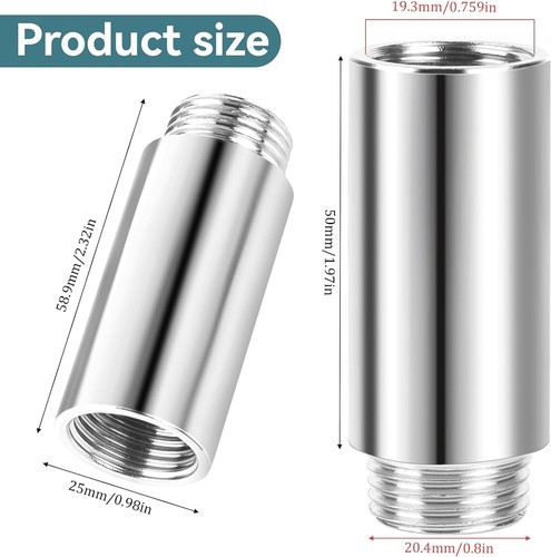 Shower Head Extension Pipe 2 Pcs Stainless Steel Bathroom Shower ...