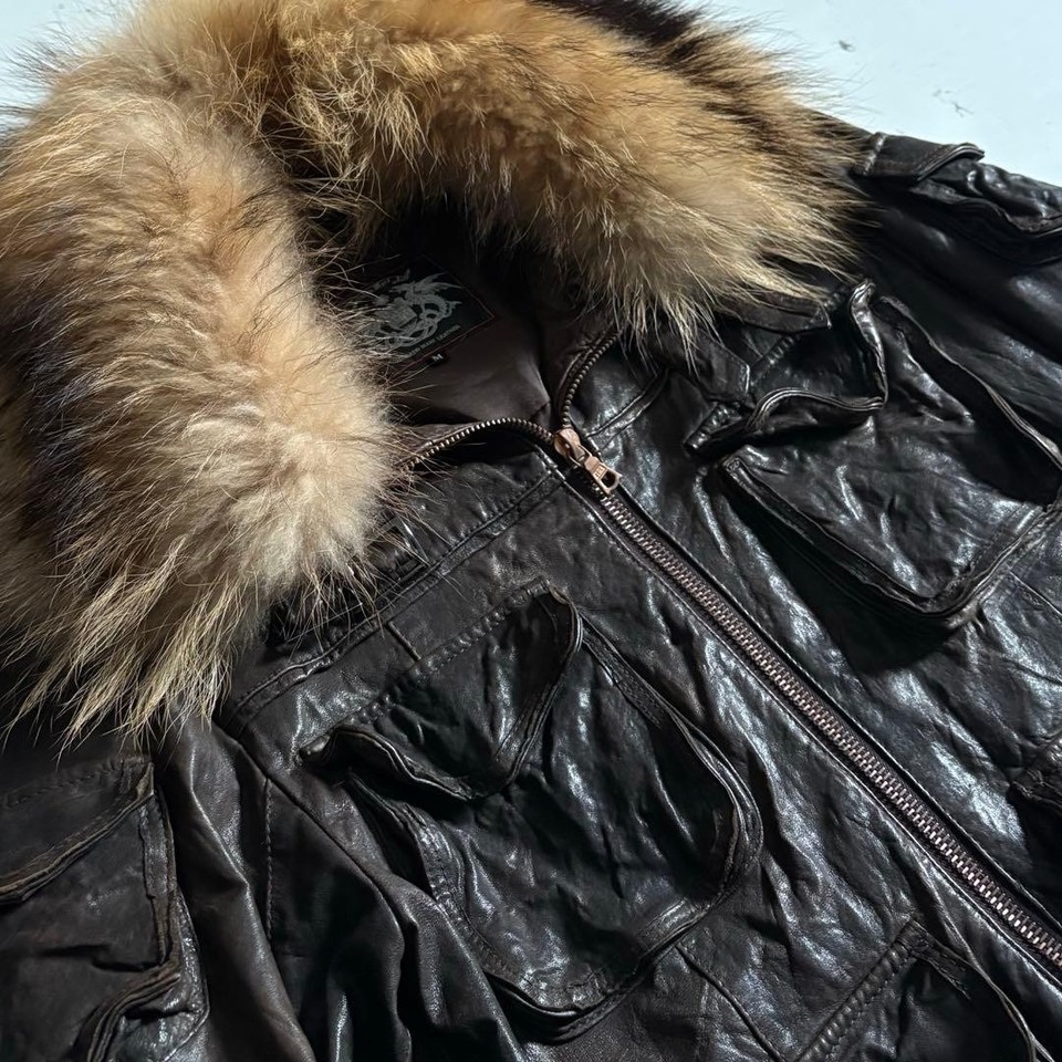 Charles Jeffrey Y2K Leather Fur Jacket, Archive, Used | eBay UK