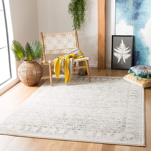 Tulum Collection Area Rug - 5'3" x 7'6", Ivory & Grey, Moroccan Boho ...