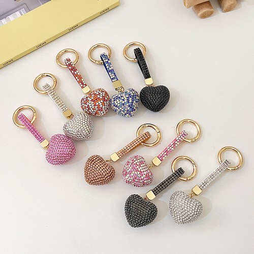 Women Crystal Rhinestone Keychain Heart Shape Key Ring Charm Handbag ...
