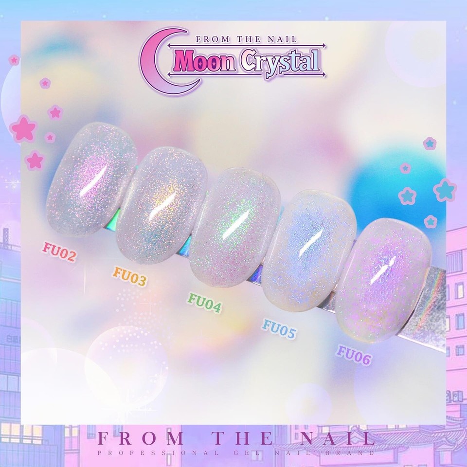 [From the Nail Moon] Crystal Aurora Pearl Syrup Gel Nail Set | 5 ...