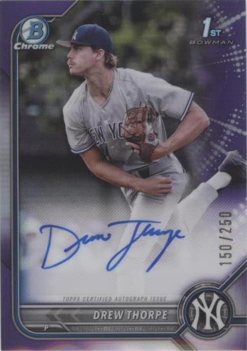 2022 Bowman Draft - Chrome Draft Pick Autographs Drew Thorpe #CDA-DT ...