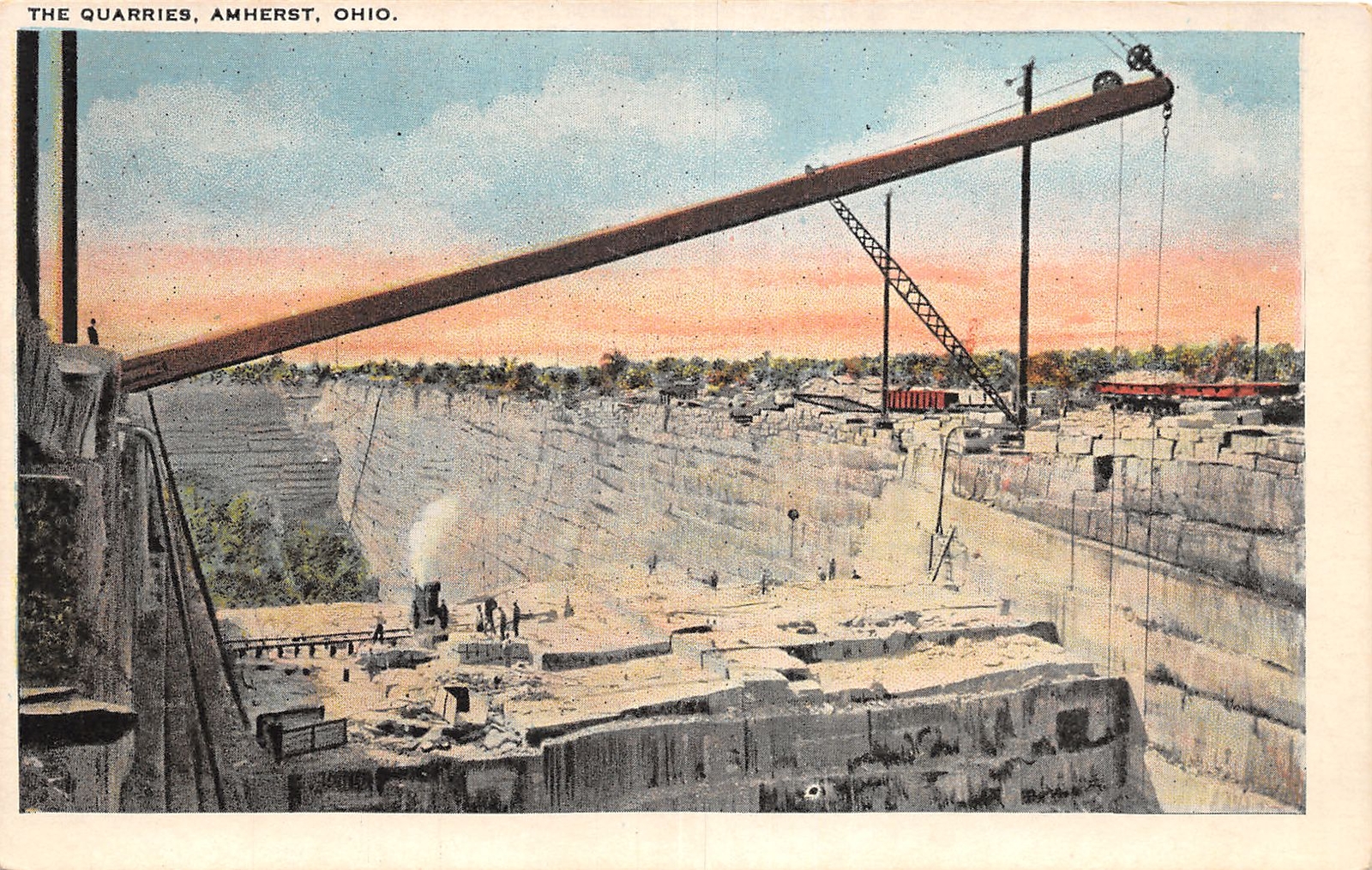 J69/ Amherst Ohio Postcard c1910 Occupational Quarry Workers Crane 371 ...