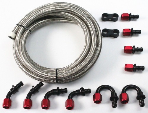 20ft Braided CPE Fuel Oil Line & 10PCS Black Red Push Lock Hose ...