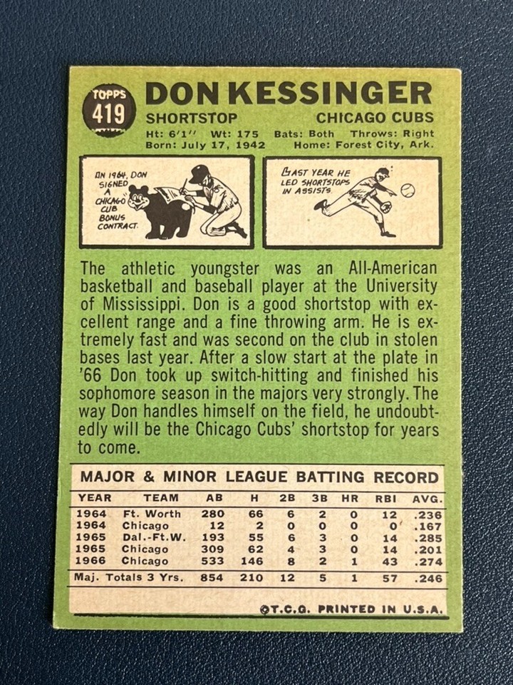 1967 Topps Baseball # 419 Don Kessinger Baseball Card | eBay