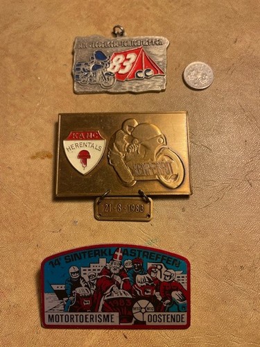 3 Old motor motorcycle pin badges Motor Club Herentals 1983 | eBay UK