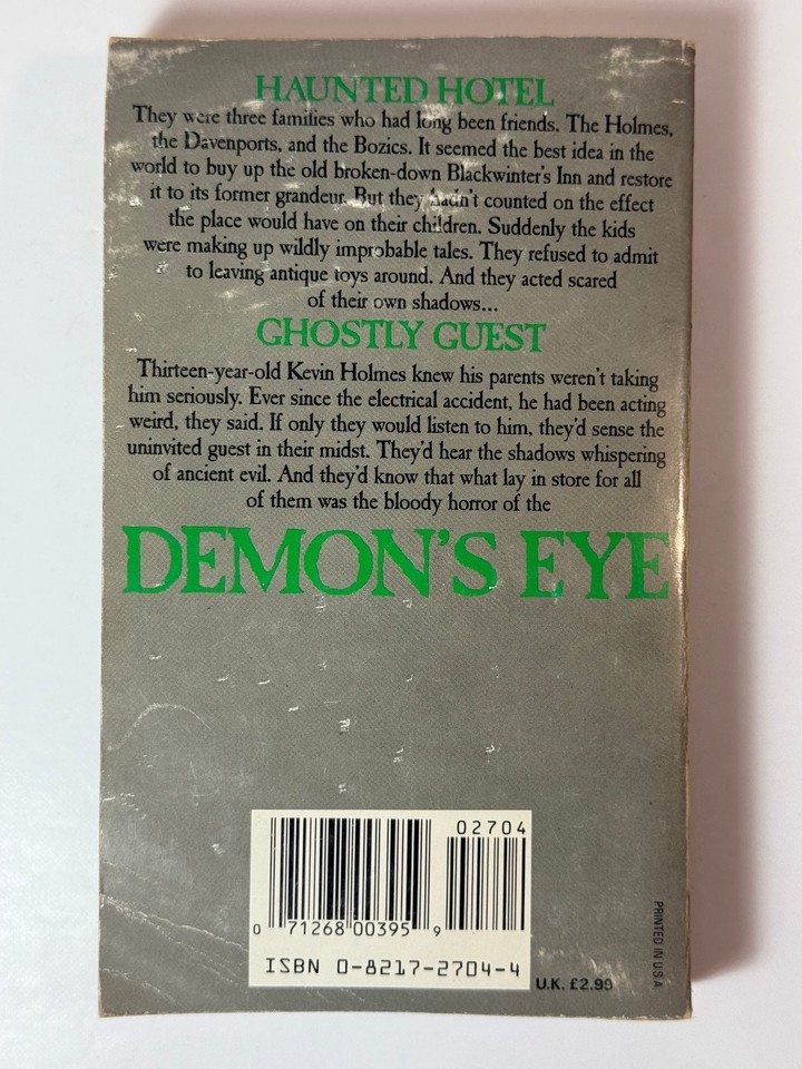 Demon's Eye Stephen Gresham 1989 First Printing Horror Zebra Books | eBay