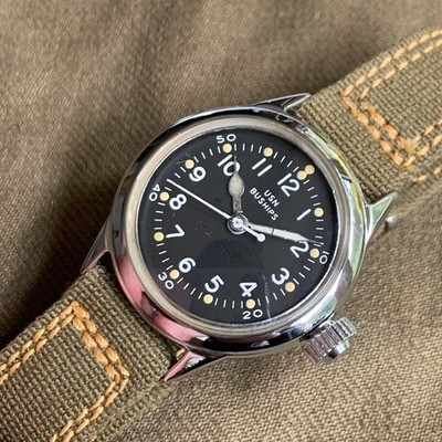 1944 Hamilton USN BUSHIPS Grade 987S Hack Black Luminous Dial Watch - Serviced | eBay