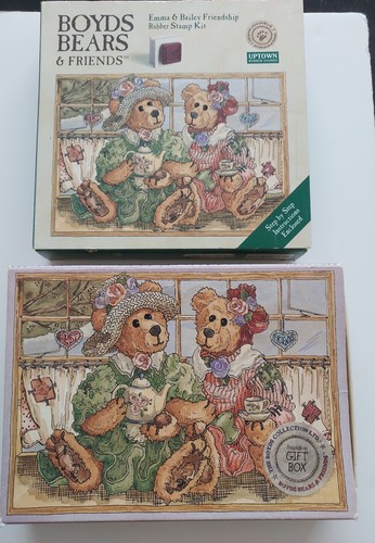 BOYDS Bears & Friends Note Card & Rubber Stamp Kit Emma and Bailey ...