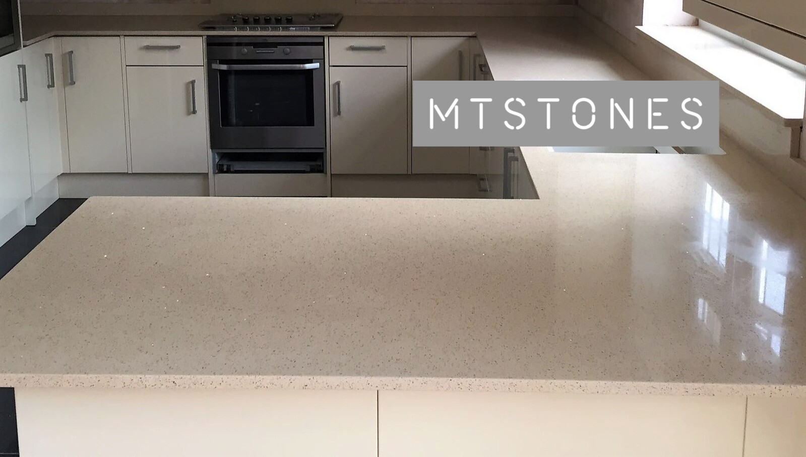 KITCHEN WORKTOP CREAM MIRROR FLECKS QUARTZ SAMPLE HIGH QUALITY QUARTZ ...