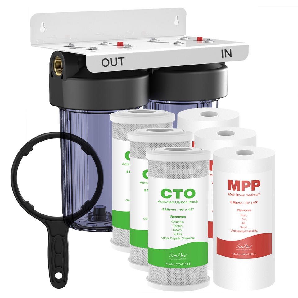 2-Stage Big Blue 10x4.5" Sediment Whole House/Pool/Well/Farm Water ...