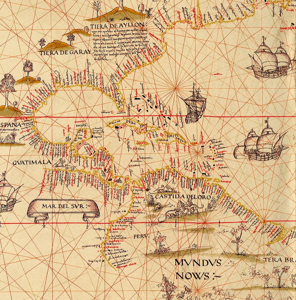 1529 Second Borgian World Map Diego Ribero Wall Art Poster Print ...