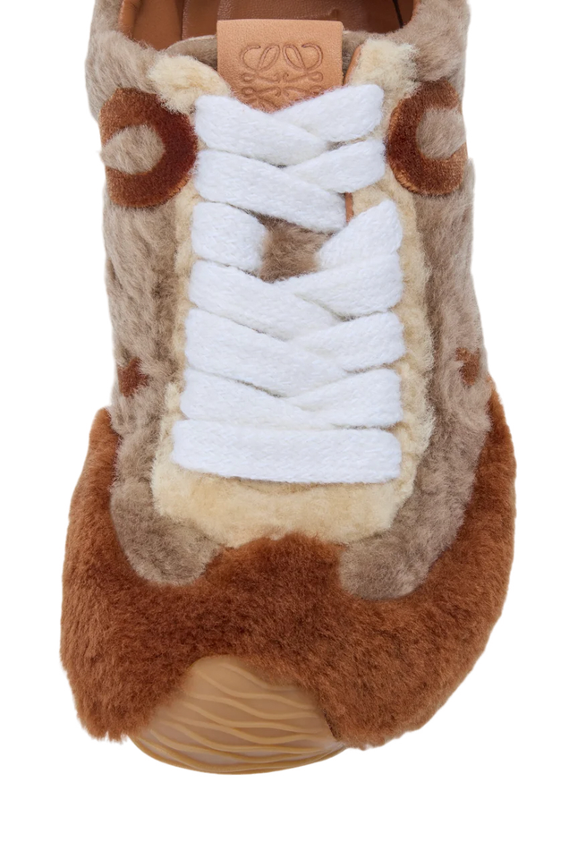 LOEWE Baller Runner 2.0 $1400 Tan Multitone Shearling Sneakers New ...