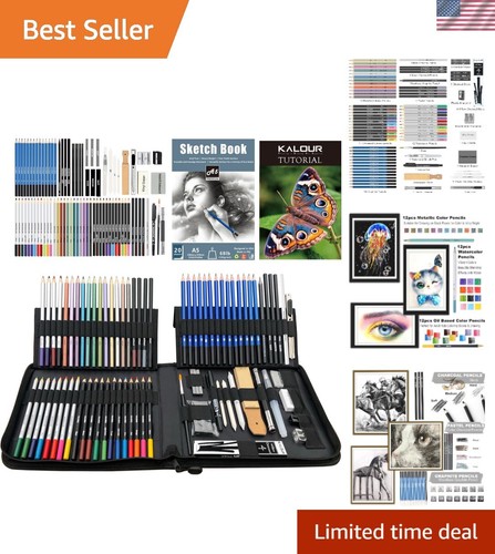 82-Piece Pro Drawing Kit with Sketchbook, Pencils & Accessories for All ...