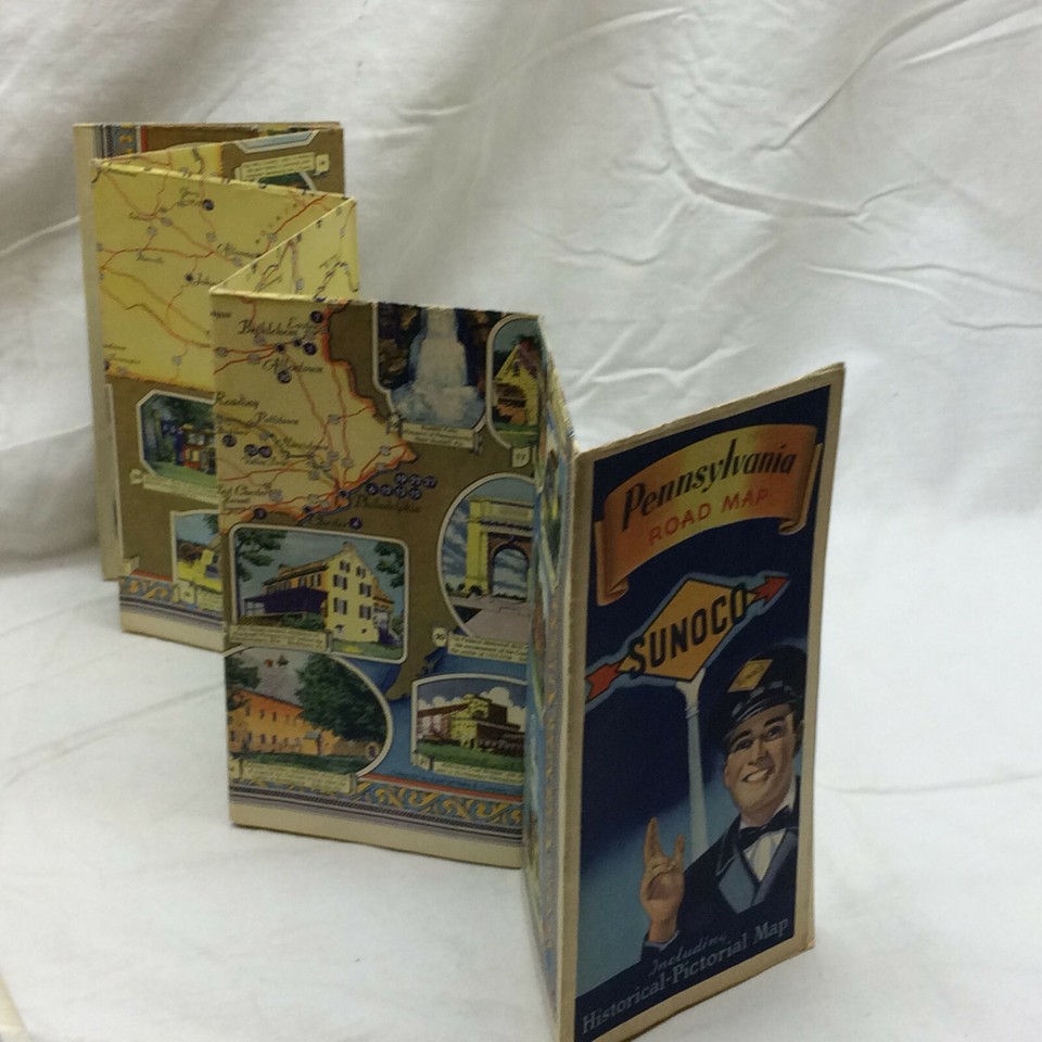 Vintage Sunoco Map Pennsylvania Road Map Historical Pictorial Map | eBay