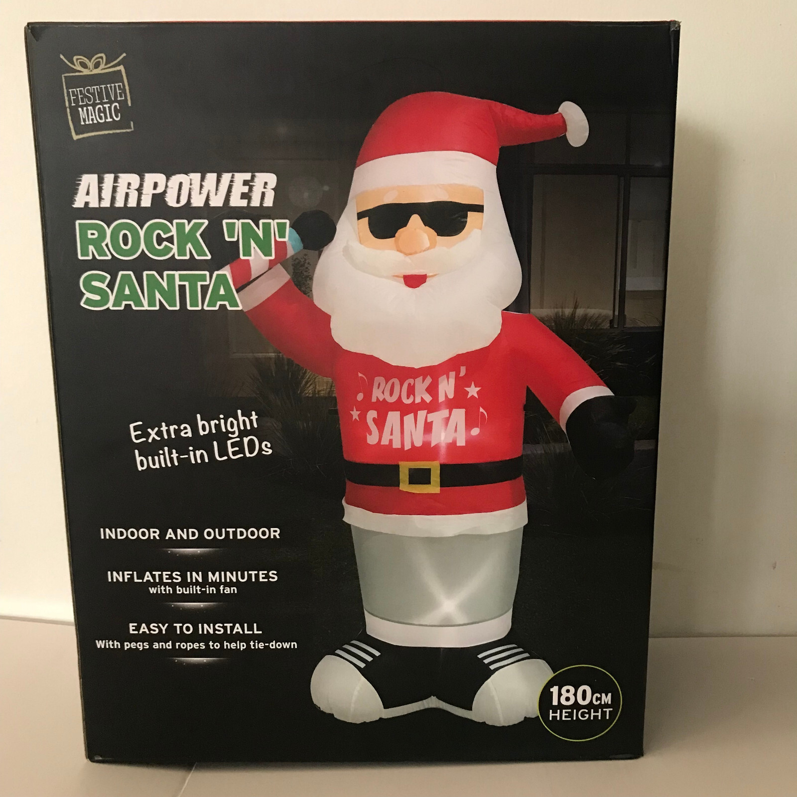 1.8m AirPower Inflatable Rock 'n' SANTA Claus Singer CHRISTMAS LED XMAS ...