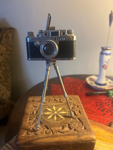 VINTAGE LUMIX BLACK CAMERA LIGHTER WITH EXPANDABLE TRIPOD IN WORKING ...