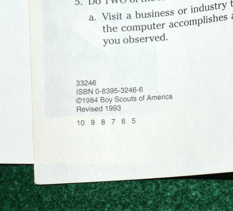 1993 BOY SCOUT MERIT BADGE BOOK - COMPUTERS | eBay