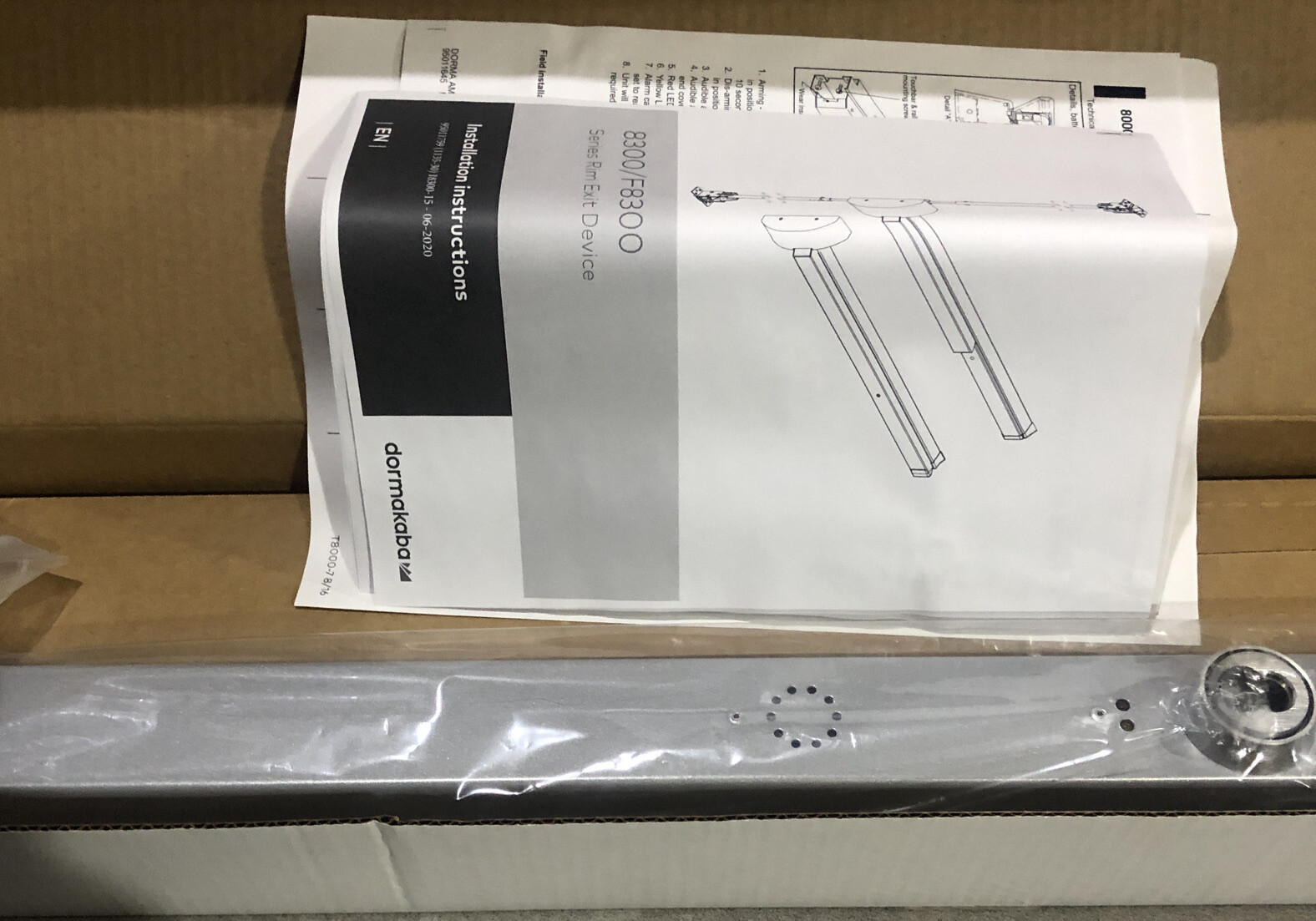 Dormakaba 8300B463689BAJ Panic Bar Rim Exit Device BAT PWR ALARM Silver ...