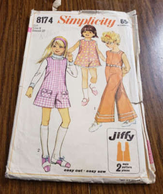 Girls jumpsuit Sewing Pattern Pant Jumper Simplicity 8174 Size 8 | eBay