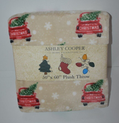 Ashley Cooper Red Christmas Truck Plush Throw Blanket | eBay