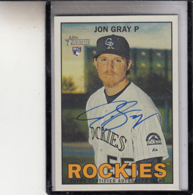 2016 TOPPS HERITAGE JON GRAY "COLORADO ROCKIES/ROOKIE CARD " AUTOGRAPH ...