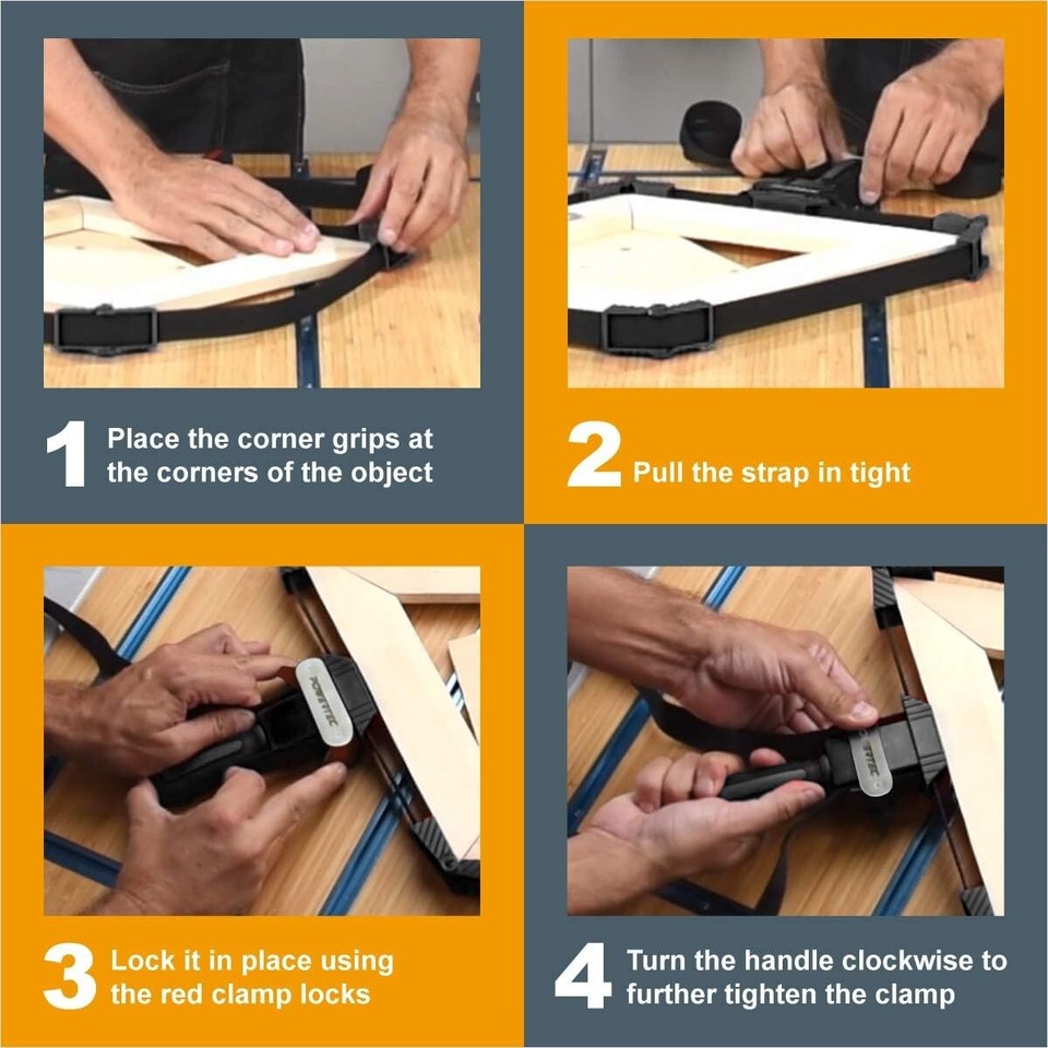 POWERTEC Quick Release Band Clamp | Woodworking Frame Clamping Strap ...