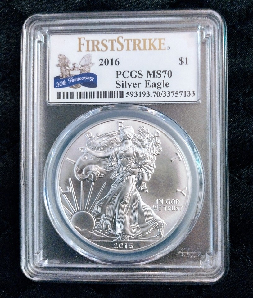 PCGS 2016 MS70 American Silver Eagle 30th Anniversary First Strike ...