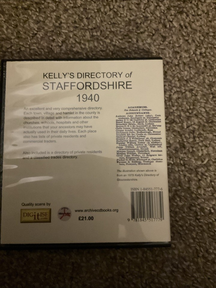 Archive CD Book - Kelly’s Directory Staffordshire 1940 | eBay UK