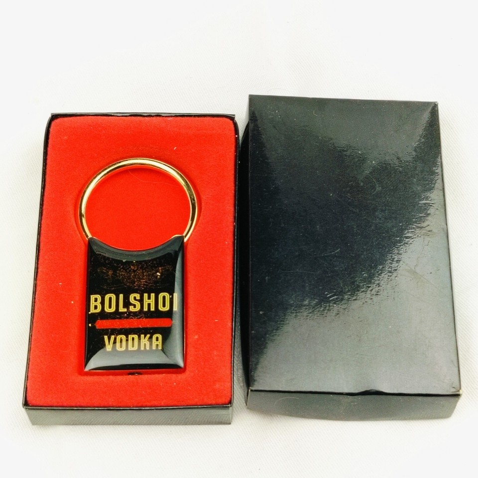NEW Bolshoi Russian Vodka Keychain Key Ring Goldtone Vintage Barware In ...