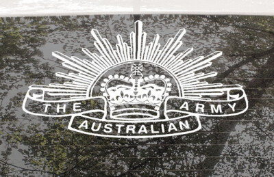 ANZAC Australian Army Emblem Rising Sun Cut white Decal Large Sticker ...