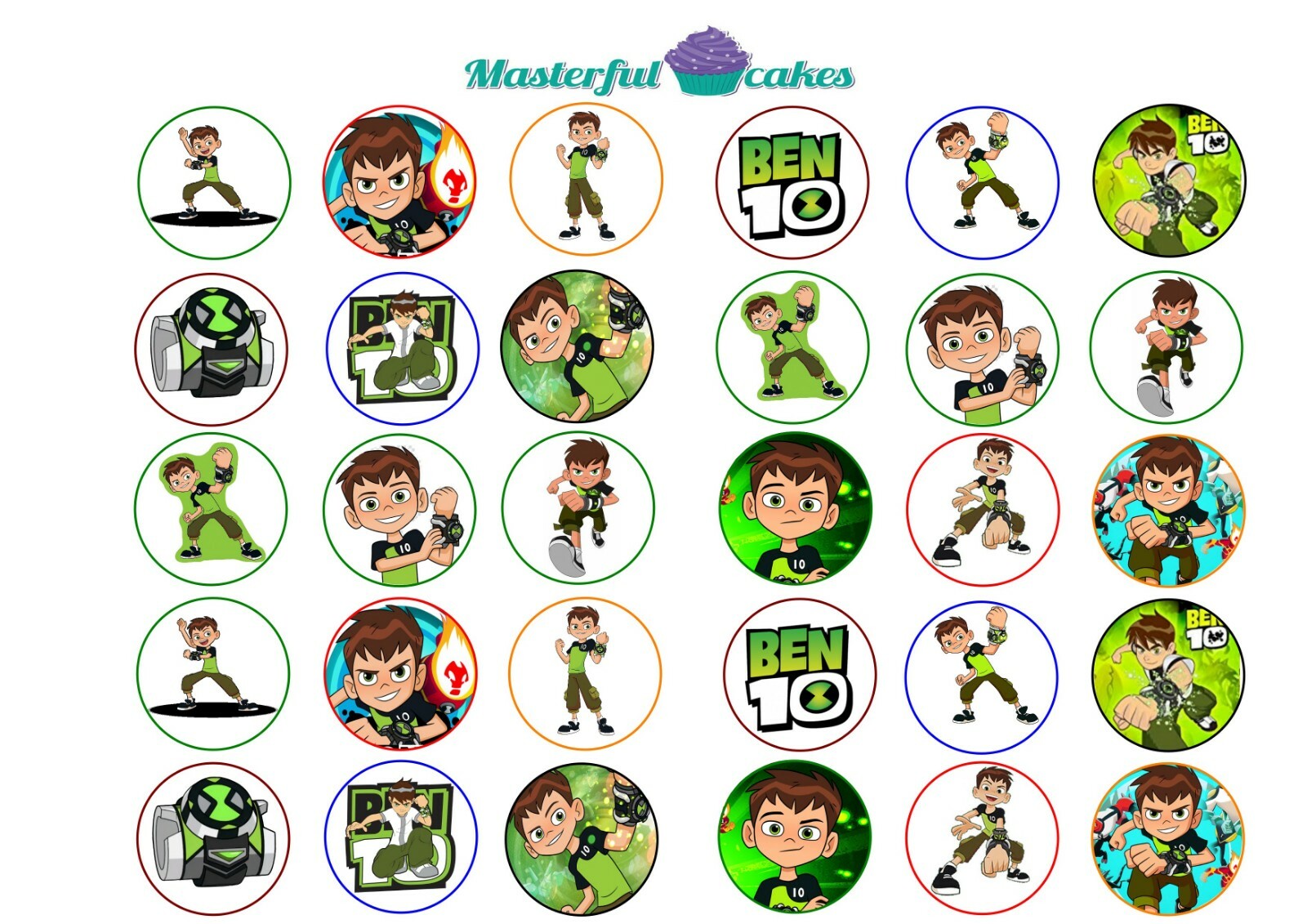 30 x Ben 10 Edible Cup Cake Toppers in Rice Paper,Icing and Precut ...